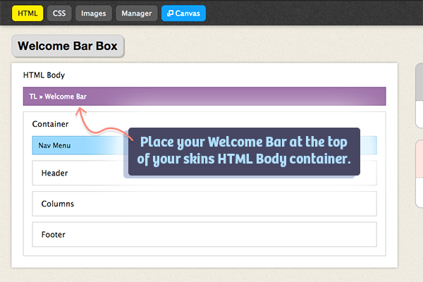 Adding Welcome Bar to Content